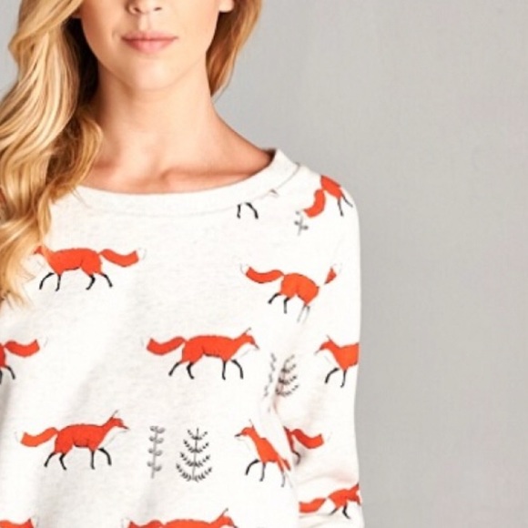 La Soul | Tops | Fox Animal Print Sweater Pullover Sweatshirt | Poshmark
